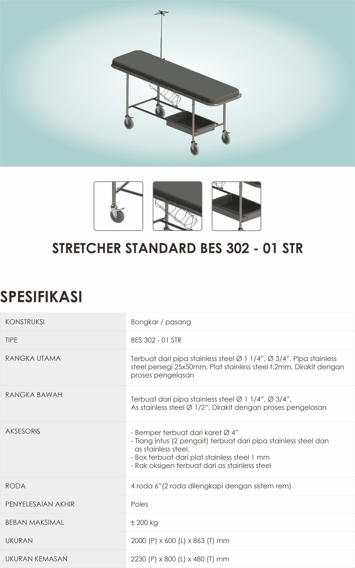 Stretcher Standard – PT Bina Equipment Sejahtera